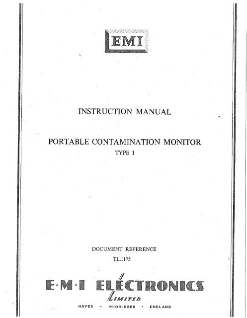EMI Electronics. Portable Contamination Monitor Type 1.