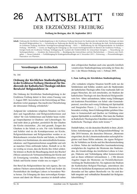 AMTSBLATT - Erzbischöfliches Ordinariat Freiburg