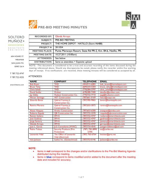 PRE-BID MEETING MINUTES