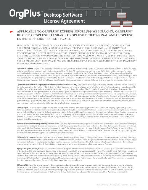 Desktop Software License Agreement - OrgPlus