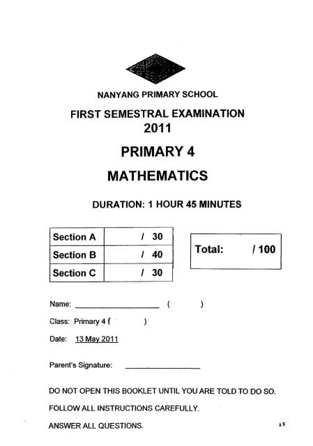 PRIMARY 4 MATHEMATICS - Orlesson.org