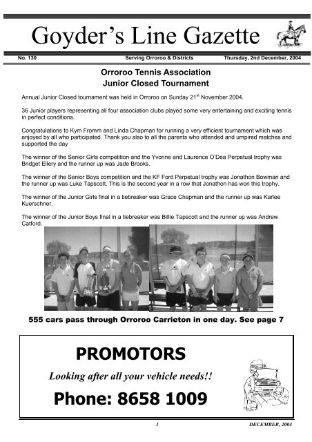 Goyder's Line Gazette - District Council of Orroroo Carrieton - SA ...