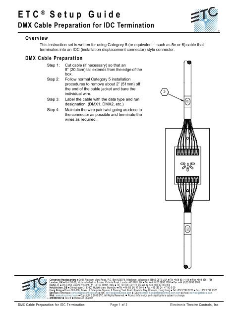 Setup Guide DMX Cable Preparation for IDC Termination - ETC