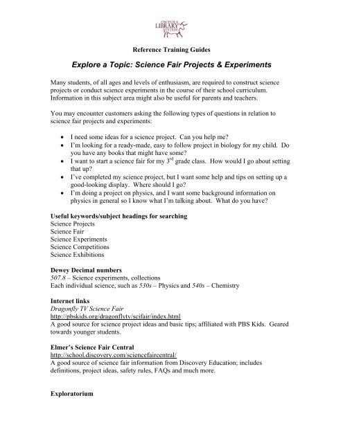 Science Fair Projects & Experiments - Osceola Library System