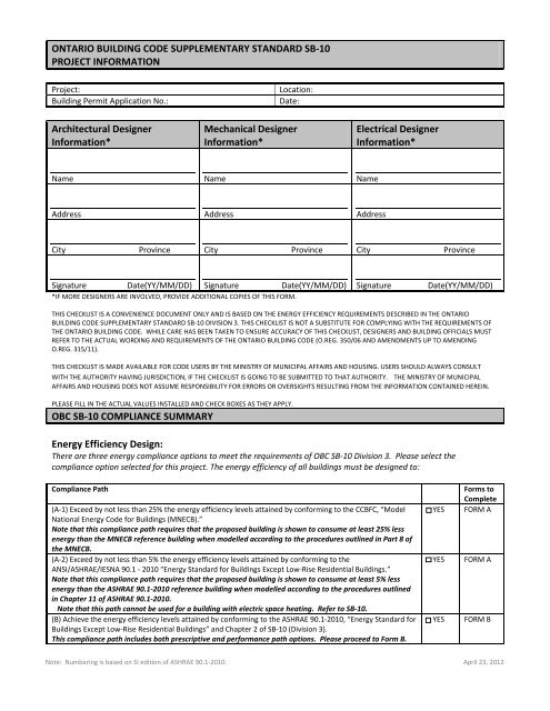 Download all 12 forms - Ministry of Municipal Affairs and Housing