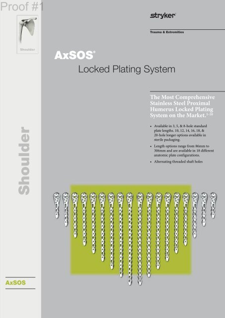 AxSOS Proximal Humerus Plating System Sell Sheet - Stryker