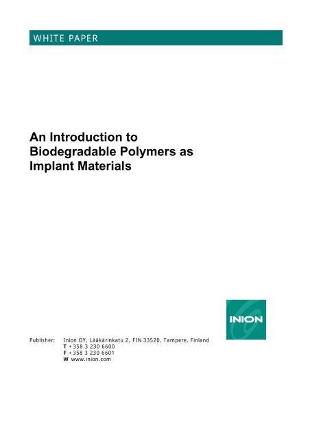 An Introduction to Biodegradable Polymers as Implant ... - Stryker