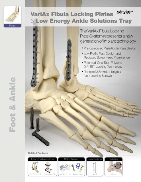 VariAx Ankle Tray Sales Sheet - Stryker