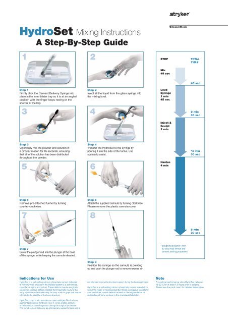 HydroSet Mixing Chart - Stryker