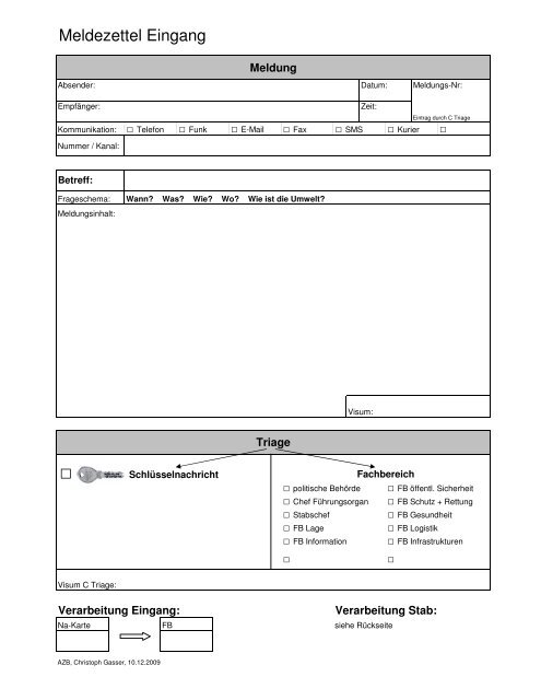 Meldezettel Eingang