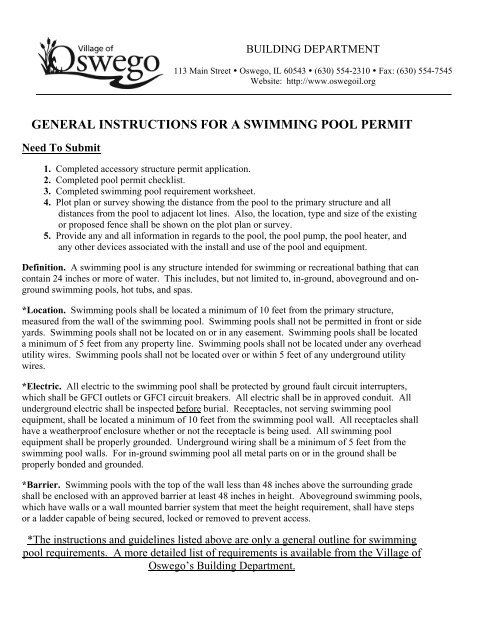 Swimming Pool Permit Application