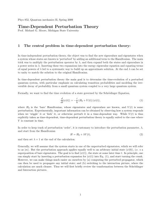 Time-Dependent Perturbation Theory - Michigan State University
