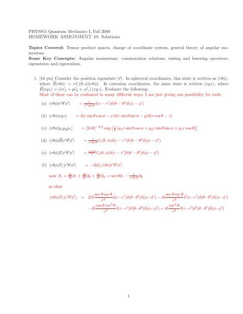 HOMEWORK ASSIGNMENT 10: Solutions