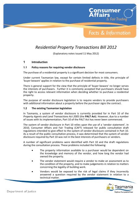 Residential Property Transactions Bill Explanatory Notes