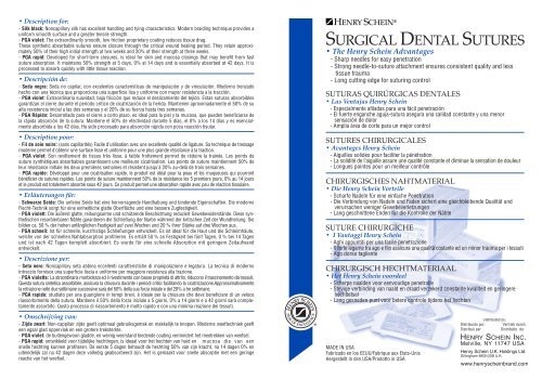 Surgical Dental Sutures HS - Henry Schein Corporate Brand