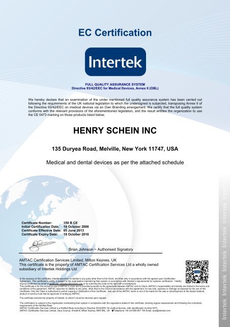 CE Certificate Directive93/42/EEC for Medical Devices, Annex II (OBL) CE Certificate Directive93/42/EEC for Medical Devices, Annex II (OBL)