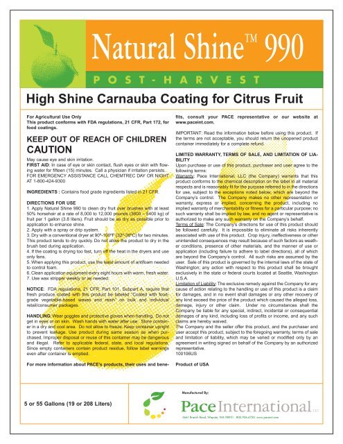 Pace Label Book 2001 - Pace International, LLC