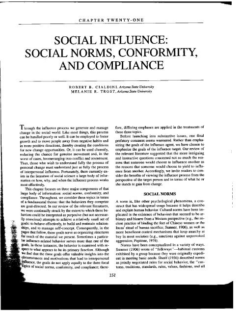 Social Inﬂuence: Social Norms, Conformity, and Compliance