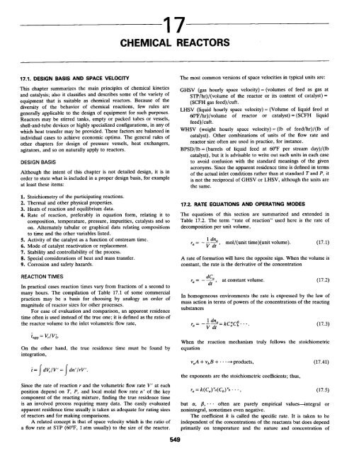CHEMICAL REACTORS - Process Control and Instrumentation