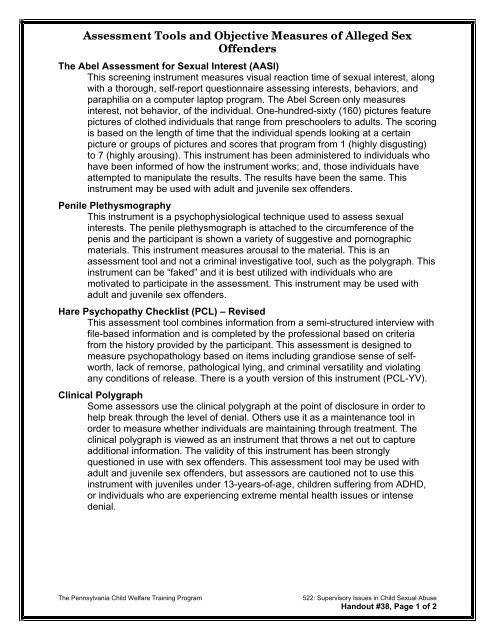 Assessment Tools And Objective Measures Of Alleged Sex Offenders