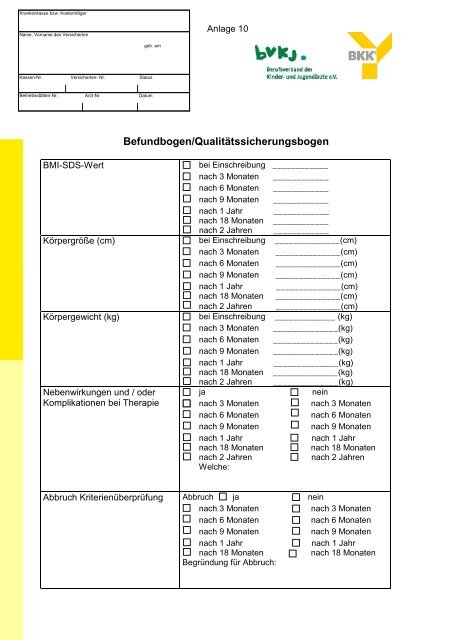 Anlage 10 Befundbogen