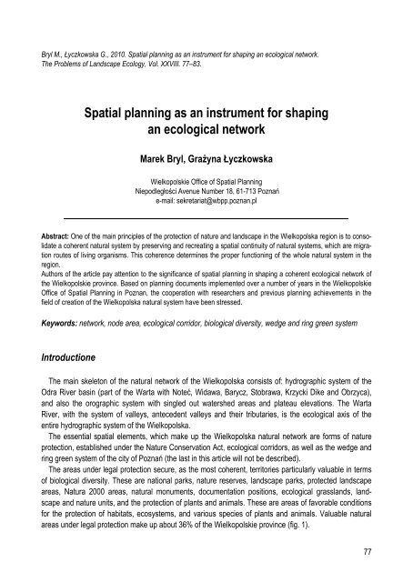 Spatial planning as an instrument for shaping an ecological network