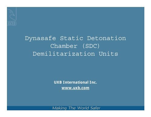 Dynasafe Static Detonation Chamber (SDC) Demilitarization Units