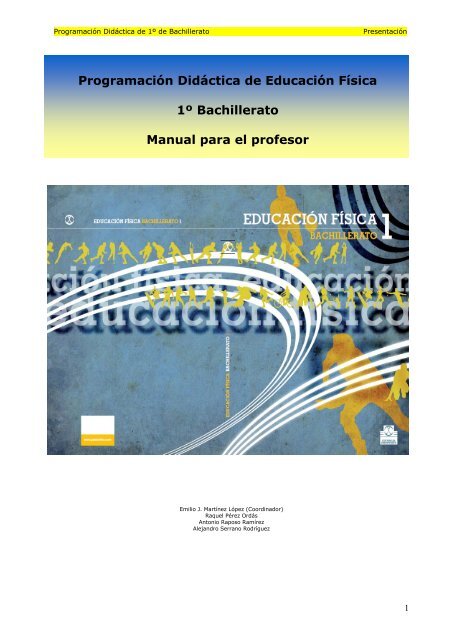 Programación Didáctica de Educación Física 1º Bachillerato Manual ...