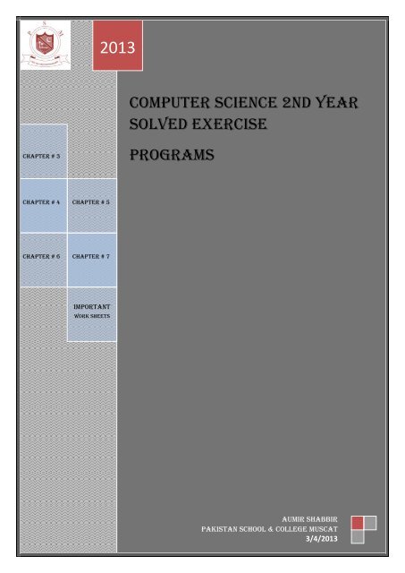 Computer Science 2nd Year Solved Exercise Programs - Pakistan ...