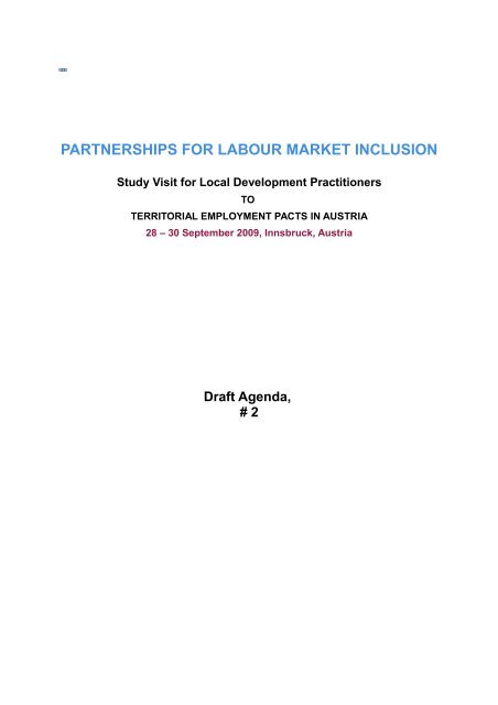PARTNERSHIPS FOR LABOUR MARKET INCLUSION