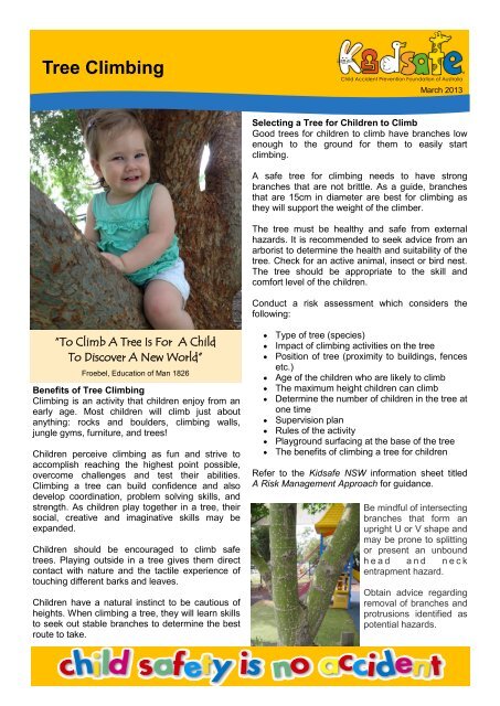 Tree Climbing - Kidsafe NSW