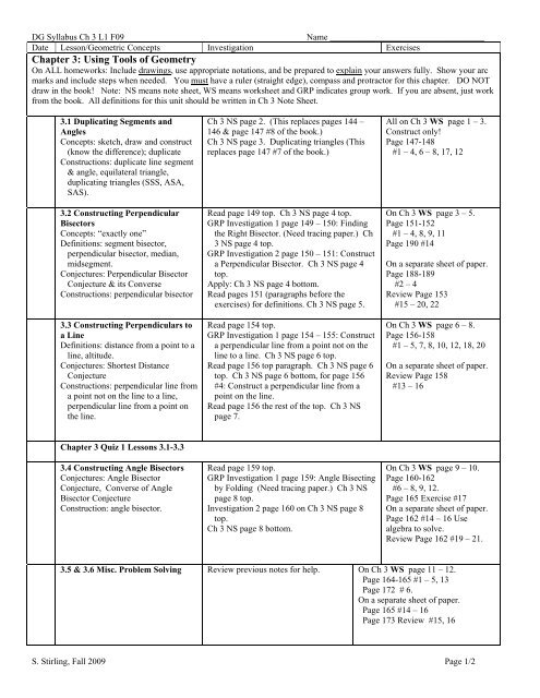 Chapter 3: Using Tools of Geometry