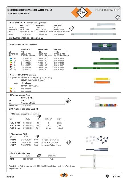Identification system with PLIO marker carriers - Palissy Galvani