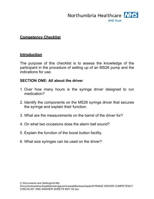 syringe driver competency - Palliativedrugs.com