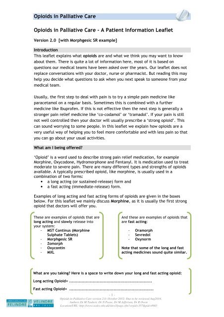 Opioids in Palliative Care Opioids in Palliative Care