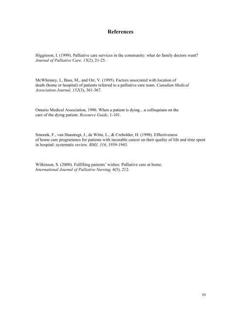 References Higginson, I.
