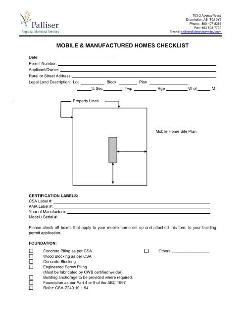 MOBILE & MANUFACTURED HOMES CHECKLIST