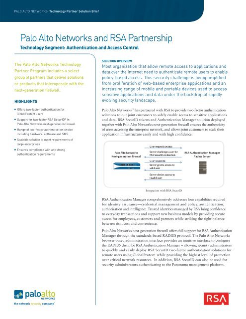 RSA Solution Brief - Palo Alto Networks
