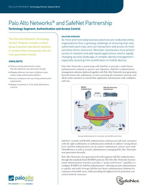 Palo Alto Networks & SafeNet Solution Brief