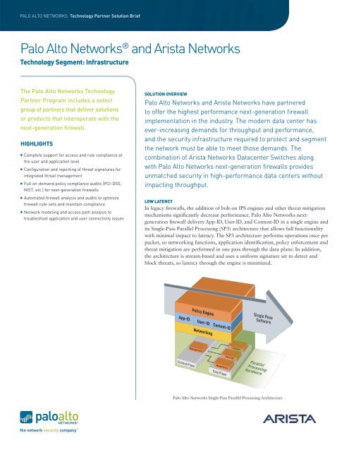 Palo Alto Networks and Arista Networks