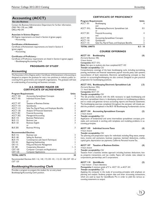 Accounting (ACCT) - Palomar College