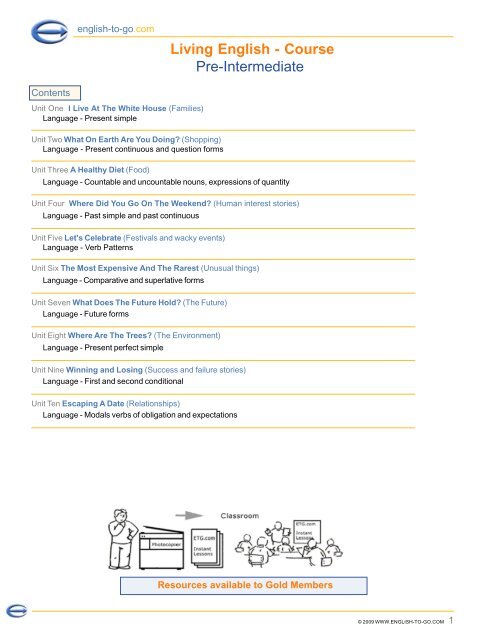 Living English - Course Pre-Intermediate - English to go