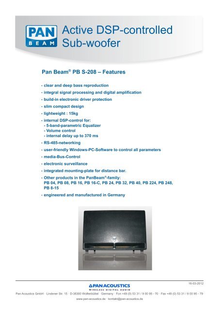 Pan Beam PB-S 208 (PDF) - CUK Audio