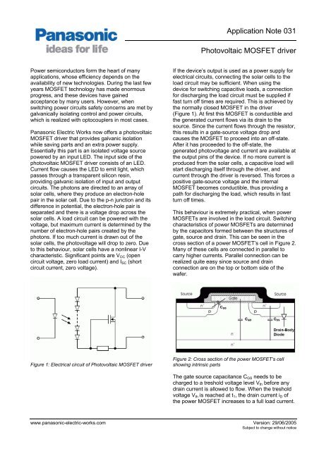 Application Note 031 Photovoltaic MOSFET driver - Panasonic ...