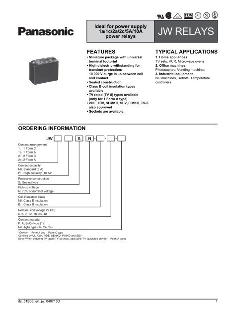 PDF data sheet - Panasonic Electric Works Europe AG