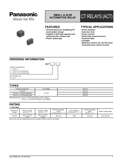 CT relays (ACT) - Panasonic Electric Works Europe AG