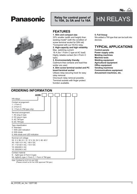 PDF data sheet - Panasonic Electric Works Europe AG