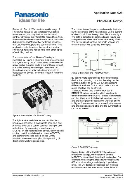 PhotoMOS Relays - Panasonic Electric Works Europe AG