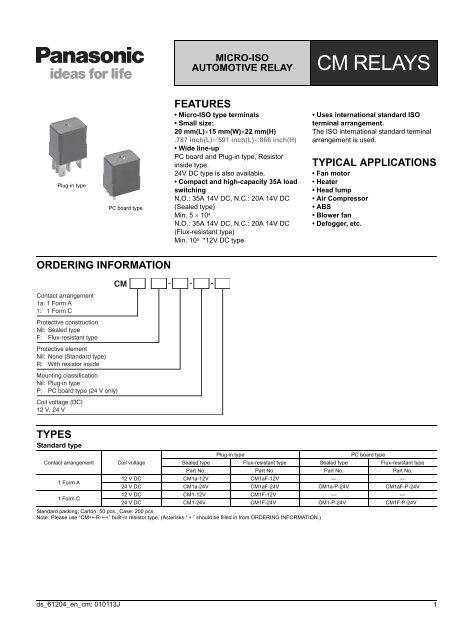 CM relays - Panasonic Electric Works Europe AG