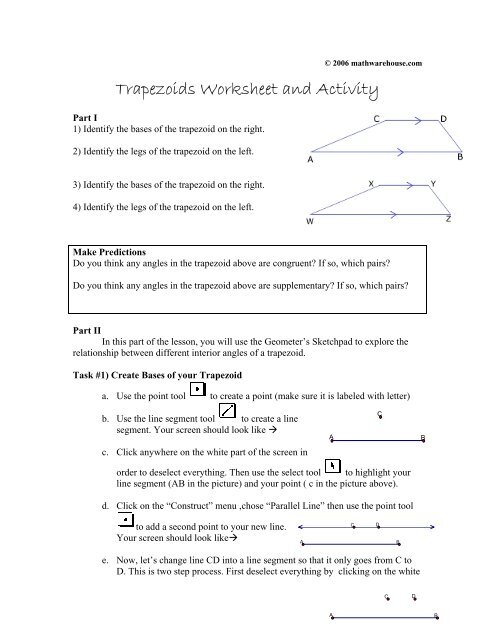 Trapezoids Worksheet and Activity - Math Warehouse